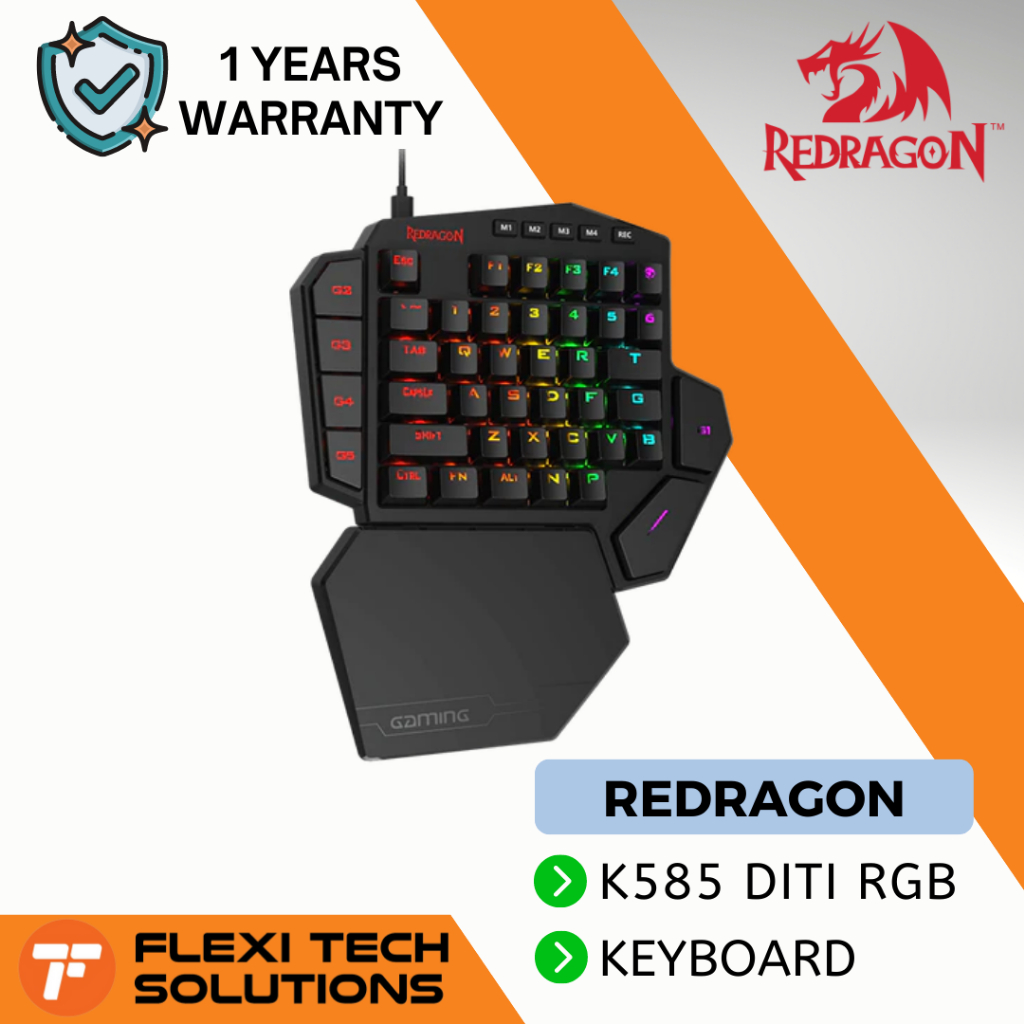Flexi Tech REDRAGON K585 DITI One-Handed RGB Mechanical Blue Switches Gaming Keyboard | Shopee ...