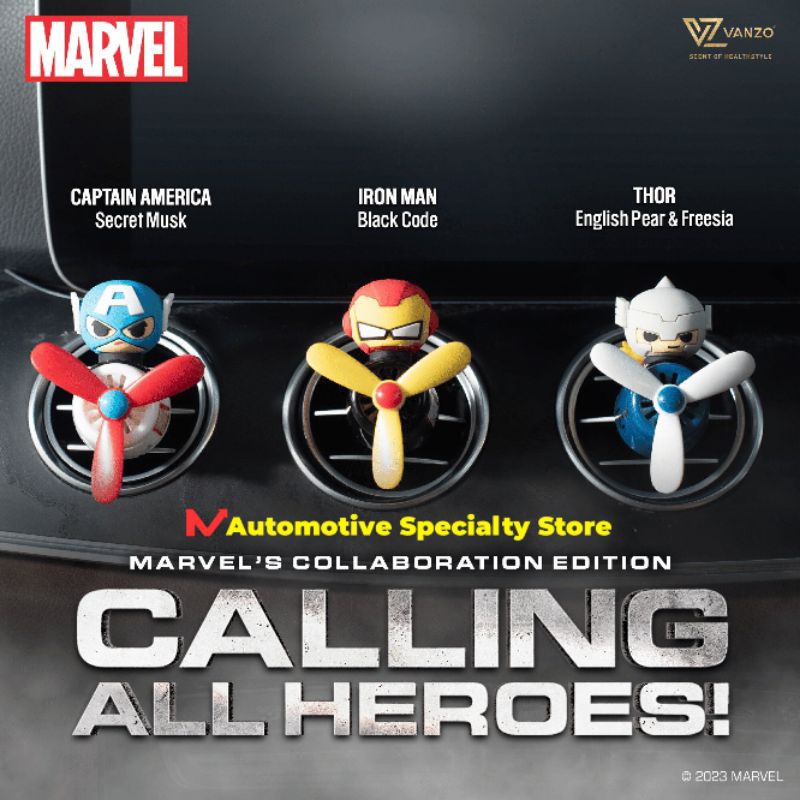 Original 正版 𝗩𝗔𝗡𝗭𝗢 Marvel Series Car Vent Perfume Captain America ...