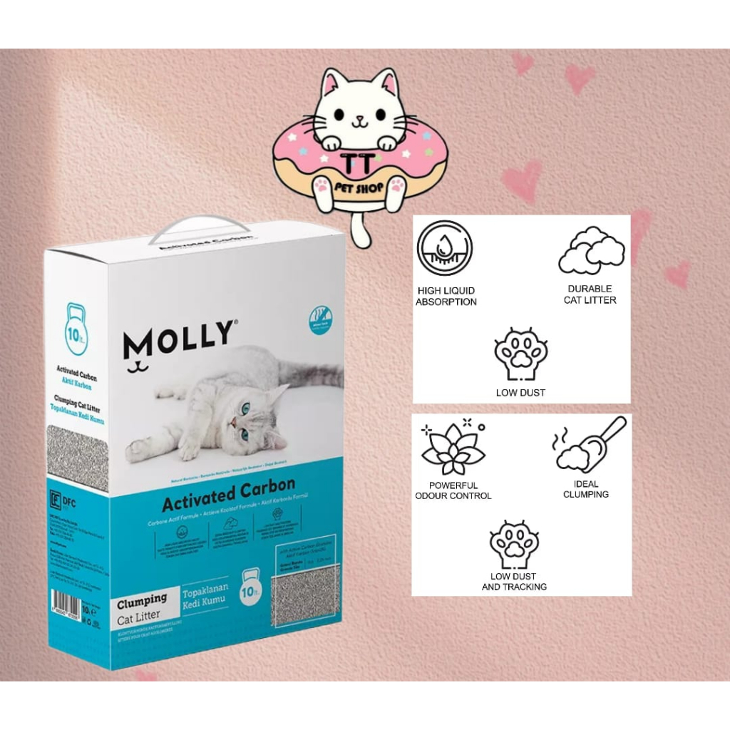 Molly Activated Carbon Granules Cat Litter 10L (Blue) | Shopee Malaysia