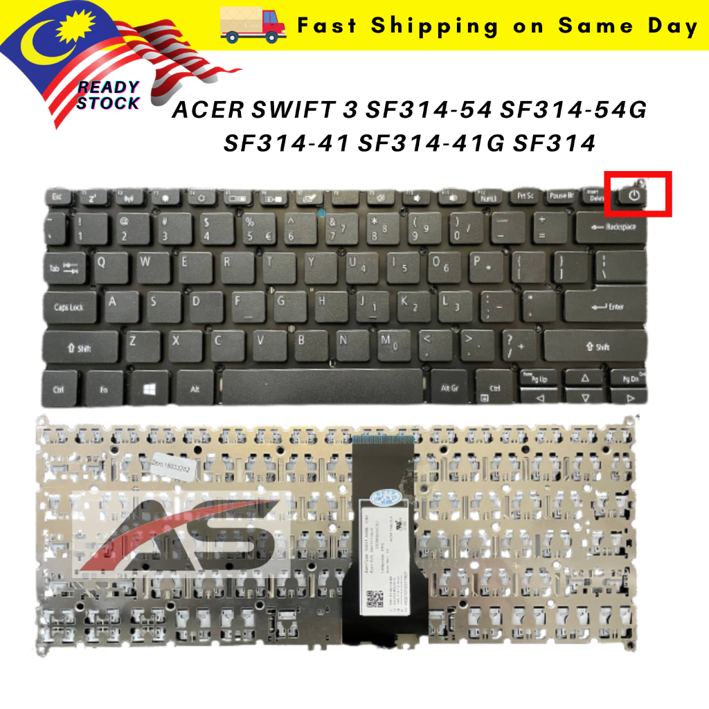 Keyboard Acer Swift 3 SF314-54 SF314-54G SF314-41 SF314-41G SF314 POWER ...
