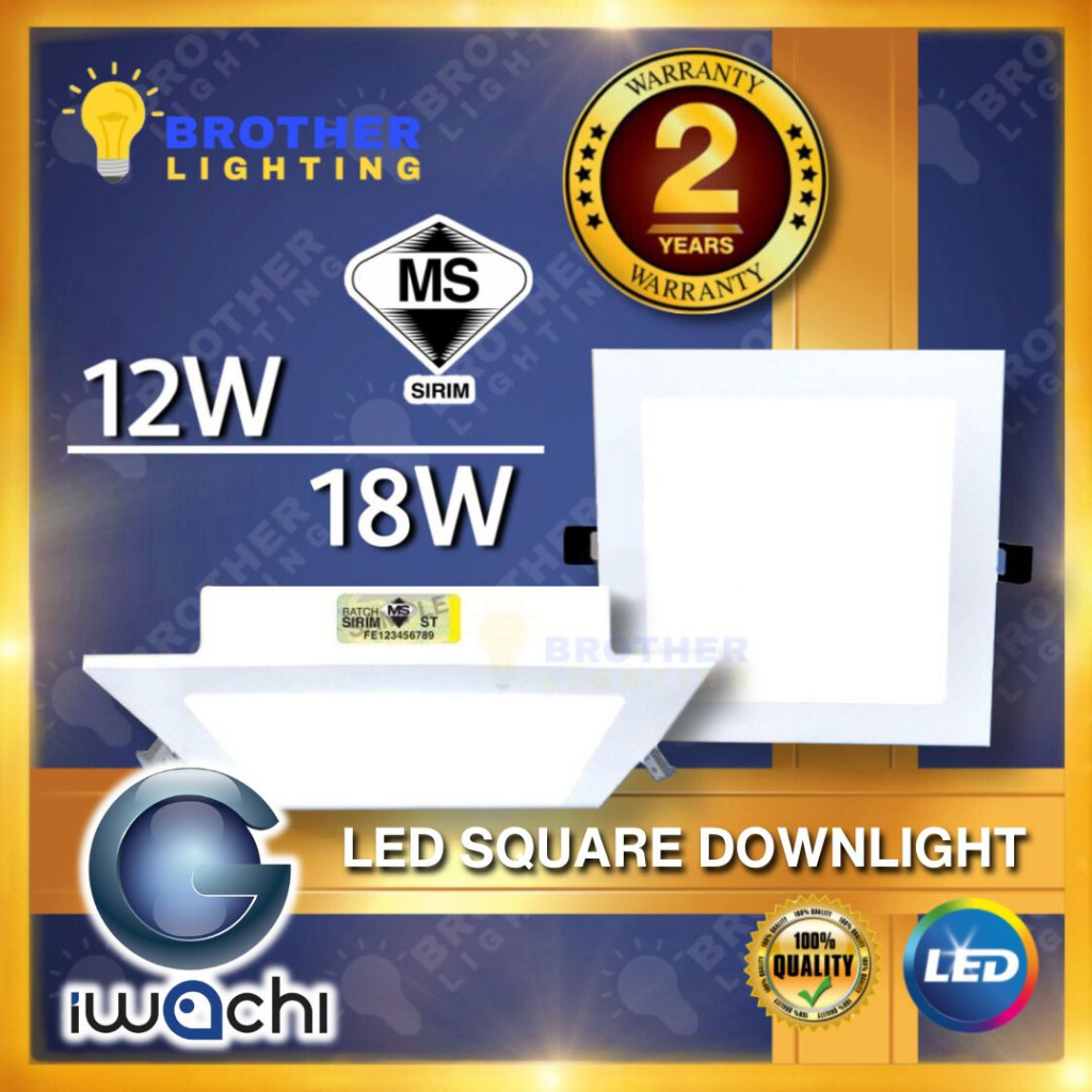 [SIRIM] iWACHI LED Downlight Square 12W 18W 24W 4" 6'' Recessed Downlight Panel Celling [2 ...