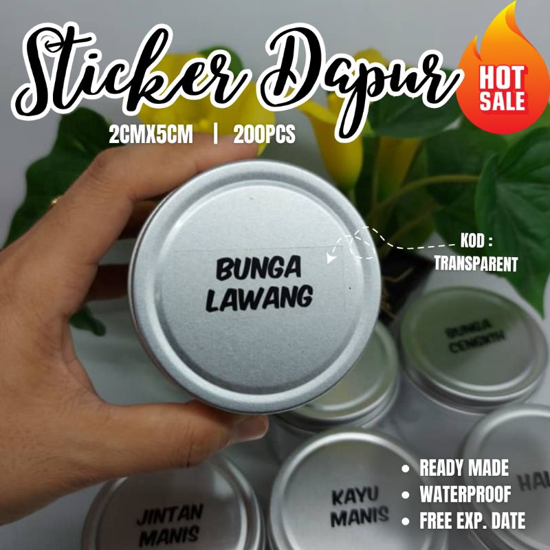 [READYMADE] 200pcs Sticker Dapur / Kitchen Sticker Waterproof 2cmx5cm ...