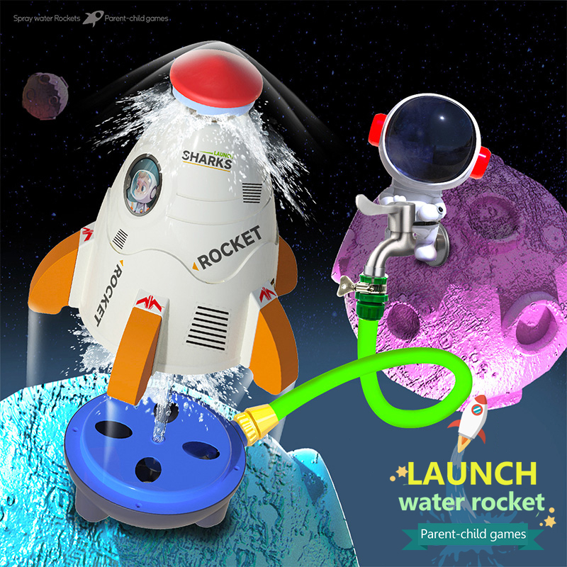 Space Sprinkler Rocket Sprinkler Spinning Flying Kids Water Playing Toy ...