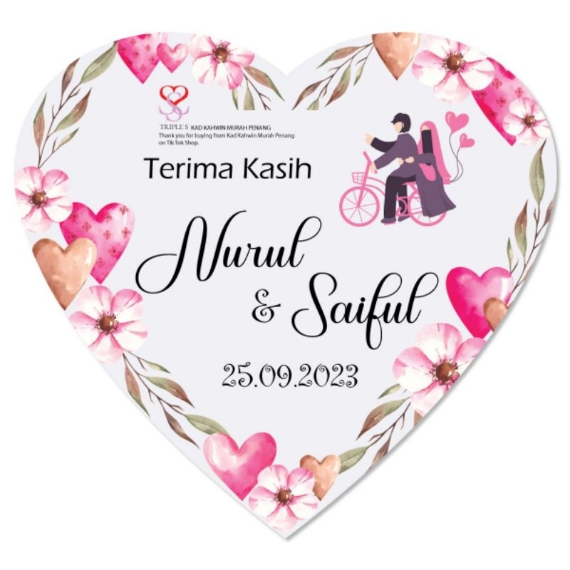 GT003- 100pcs Wedding Gift Tags, Thank You Tags, Label Terima Kasih ...
