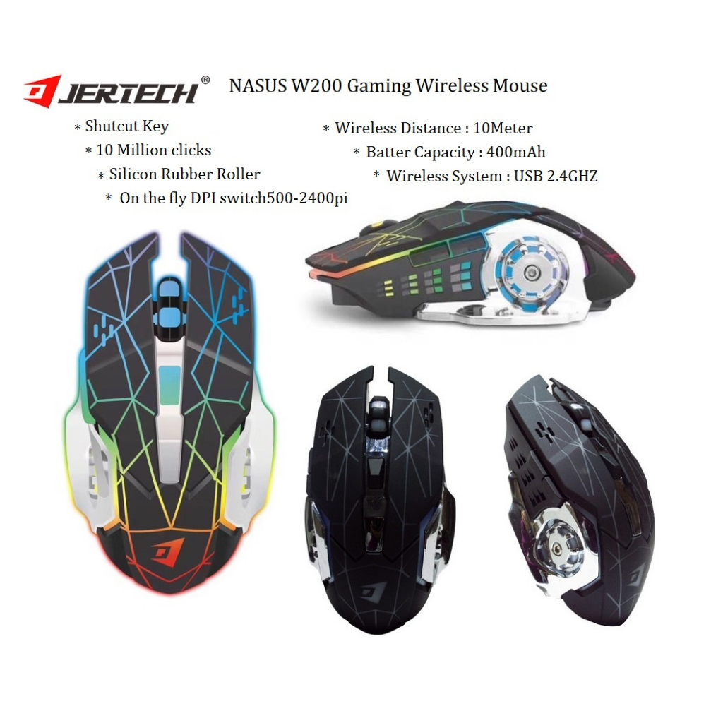 Jertech Nasus W200 Rechargeable Gaming Wireless Mouse | Shopee Malaysia