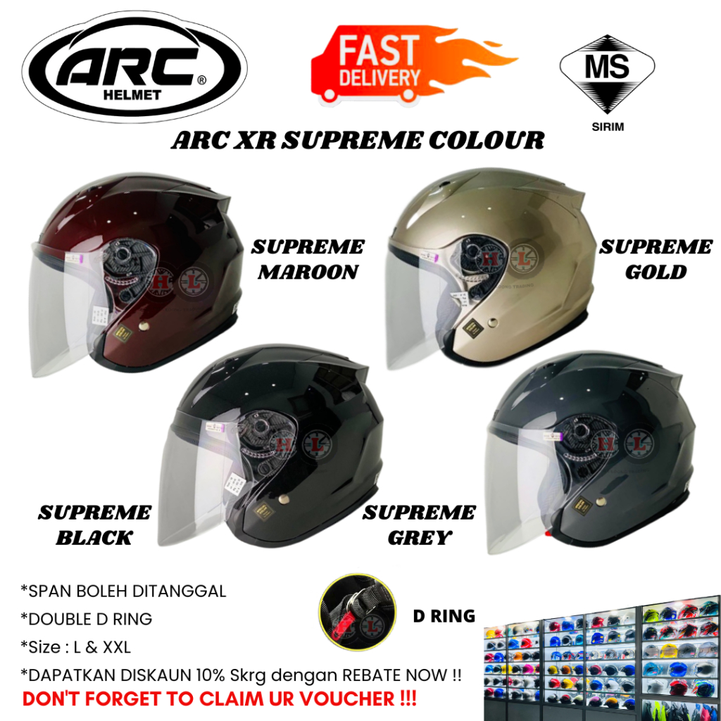 ARC XR SUPREME COLOUR OPEN FACE HELMET ORIGINAL ( HELMET ARC XR SUPREME ...