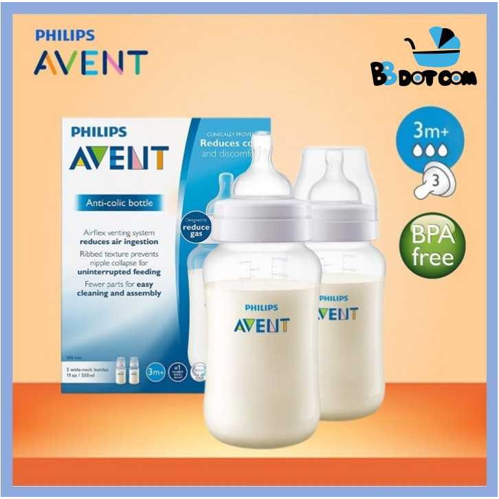 Avent Botol Susu Classic Plus Anti Colic Baby Feeding Bottle 11oz ...