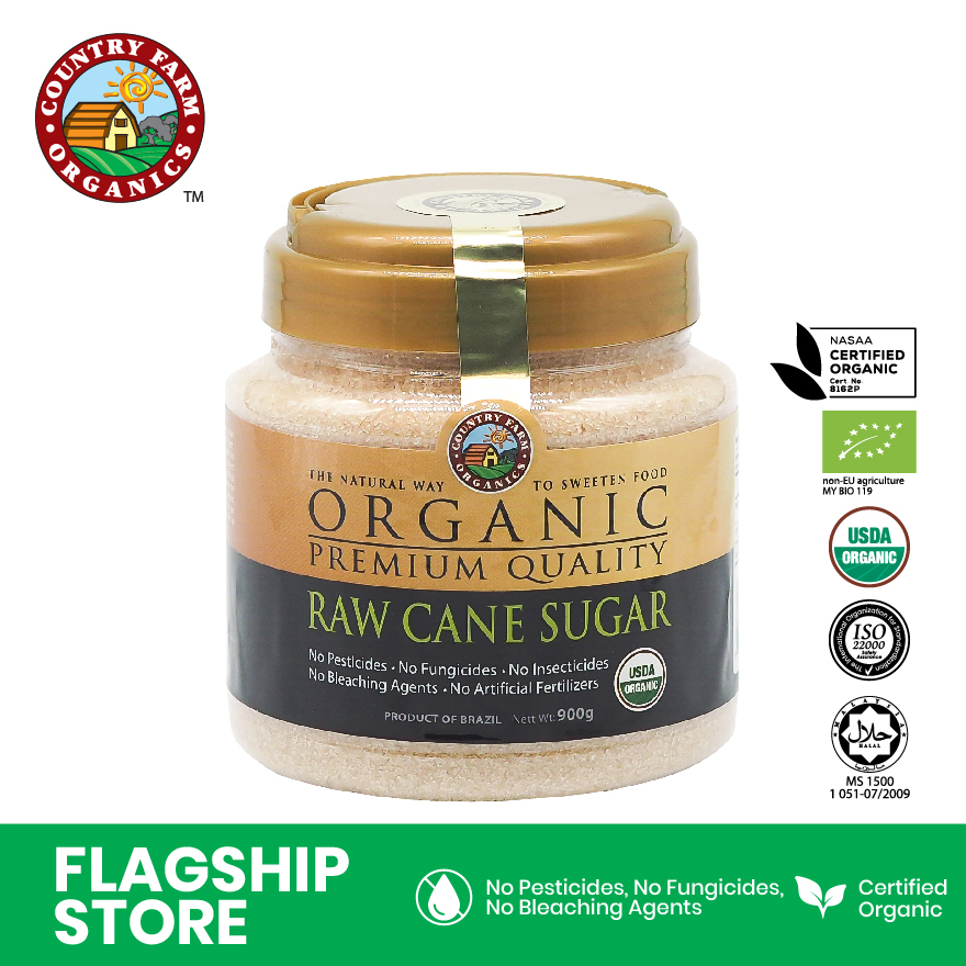 Country Farm Organics - Organic Raw Cane Sugar - Canister (900g ...