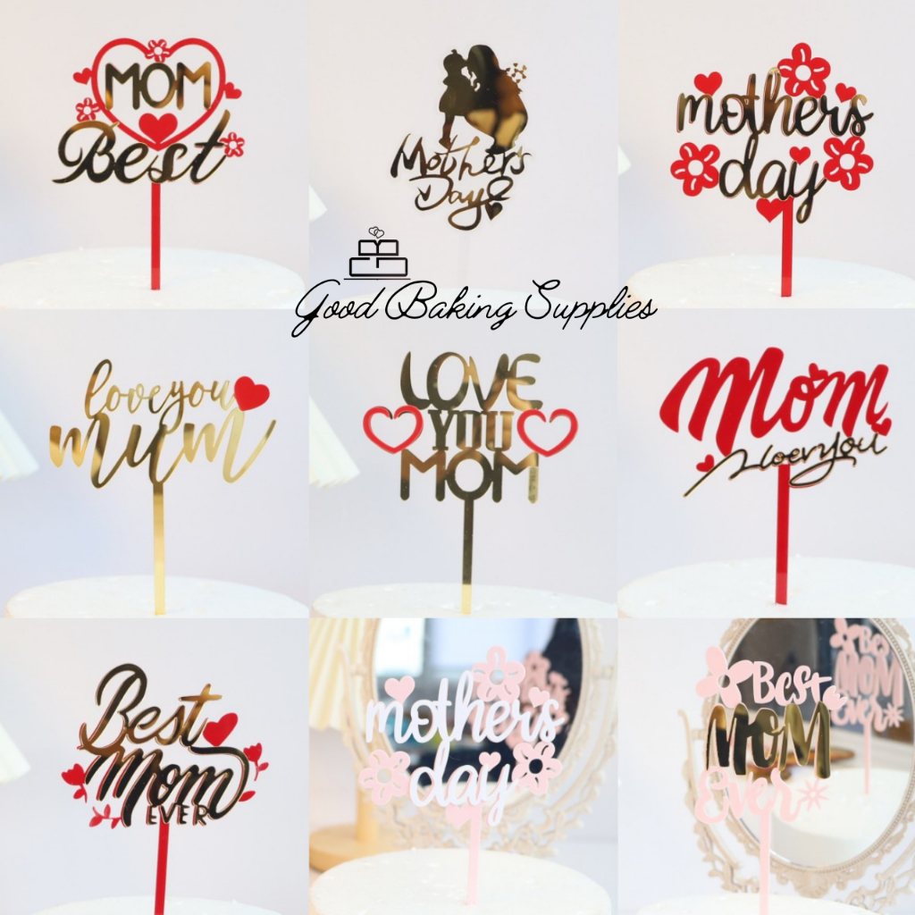 Love Mom Cake Decoration / Mother's Day Acrylic Cake Topper / Best Mom ...