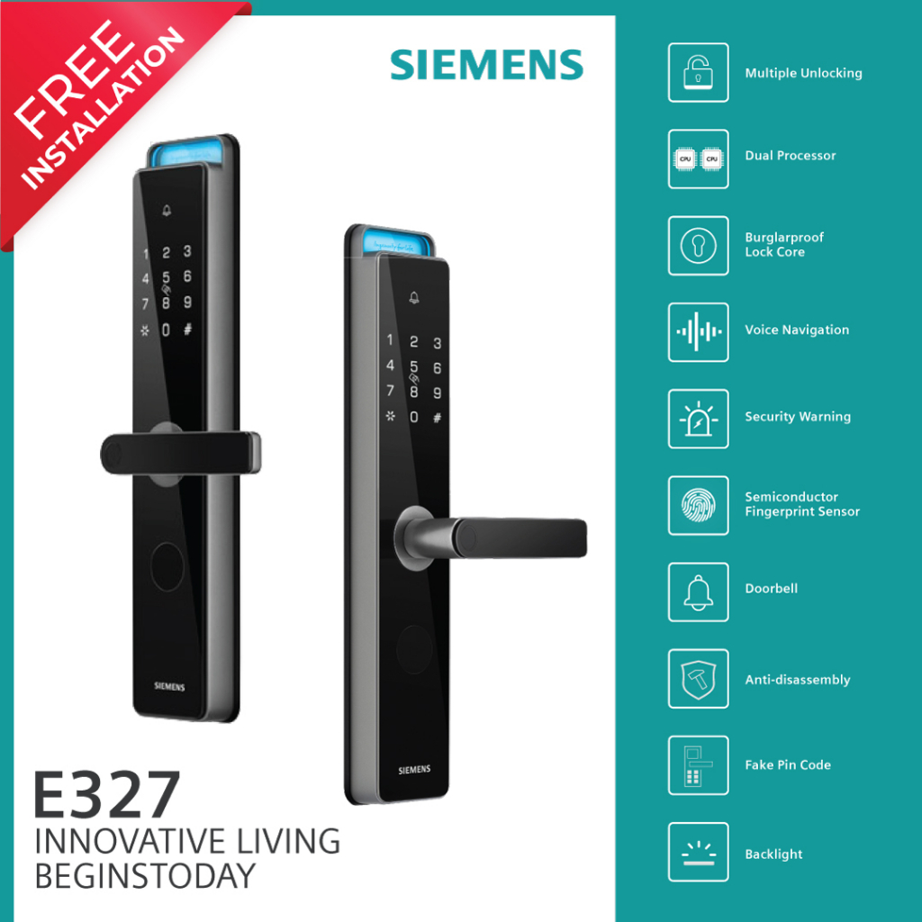 Siemens E327 Smart Lock (Bronze Gold) / Digital Lock / Door Lock ...