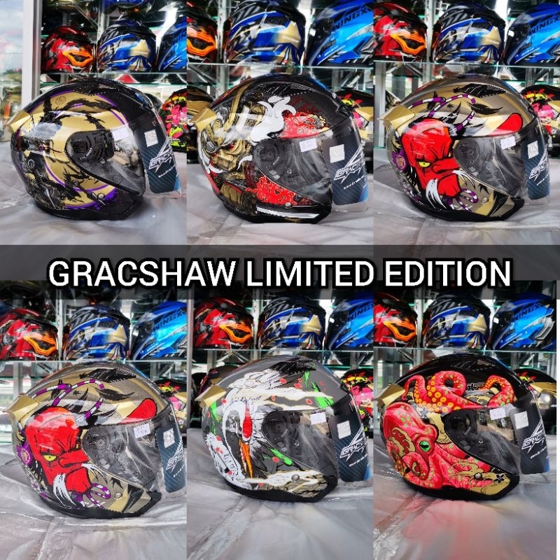 SPECIAL EDITION🔥 HELMET GRACSHAW GENNEX G535 JAPAN SAMURAI IKAN KOI ...