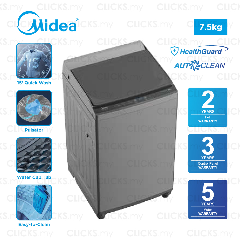 Midea 7.5KG Top Load Fully Auto Washing Machine Washer MA100W75 Mesin Basuh | Shopee Malaysia