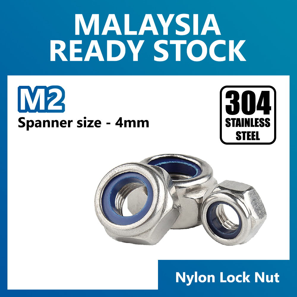Nylon Lock Nut 304 Stainless Steel Hexagon M2 M2.5 M3 M4 M5 M6 M8 M10 M12 Hex Lock Nut DIN985 ...