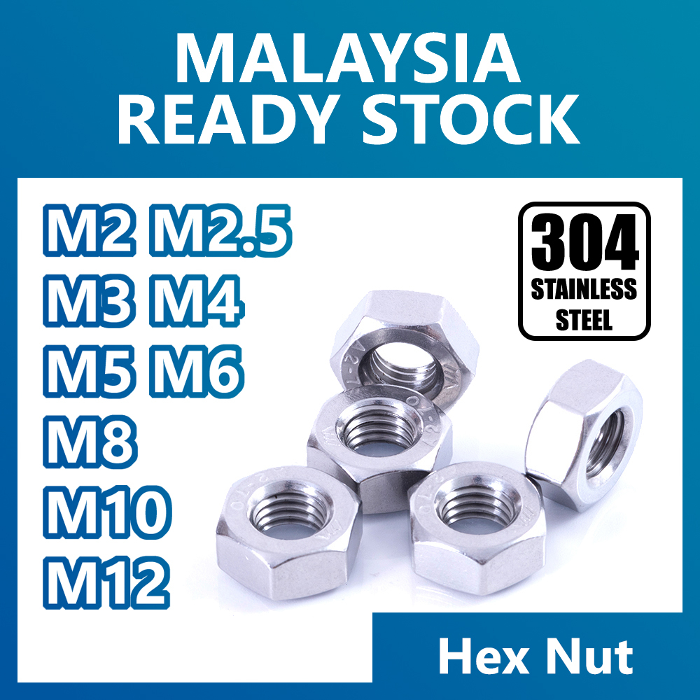 Hex Nut M2 M2.5 M3.5 M3 M4 M5 M6 M8 M10 M12 304 Stainless Steel Hexagon ...