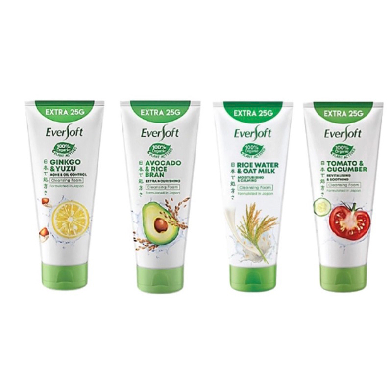 Eversoft Organic Facial Cleanser Cleansing Foam Avocado / Ginkgo Yuzu ...