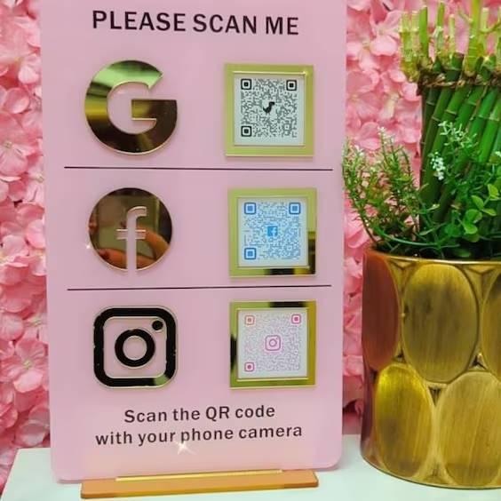 3 Icon Social Media Counter Sign - QR code,Scan,Custom Acrylic Sign ...