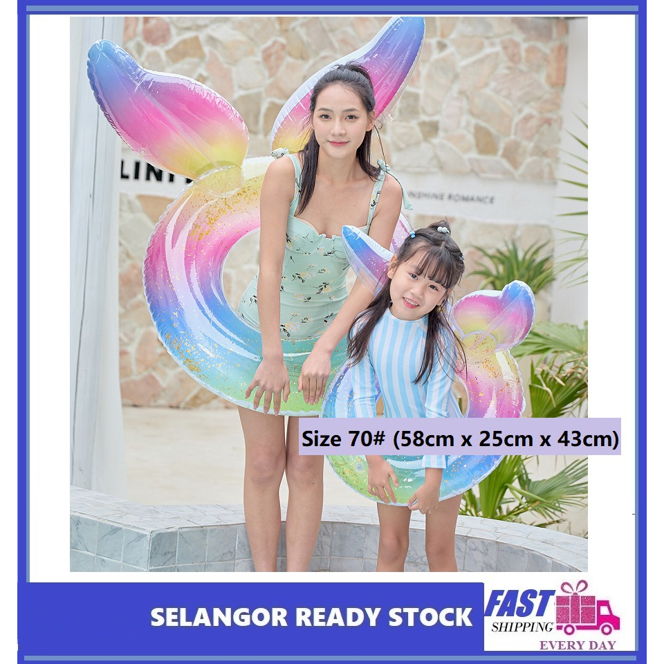 Stock Ready Rainbow Sequin 3D Mermaid Swimming Ring Pool Float Swim ...