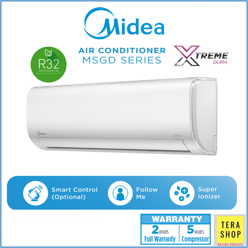 Midea MSGD-09CRN8 1HP / MSGD-12CRN8 1.5HP Xtreme Dura R32 Non Inverter Air Conditioner Aircond ...