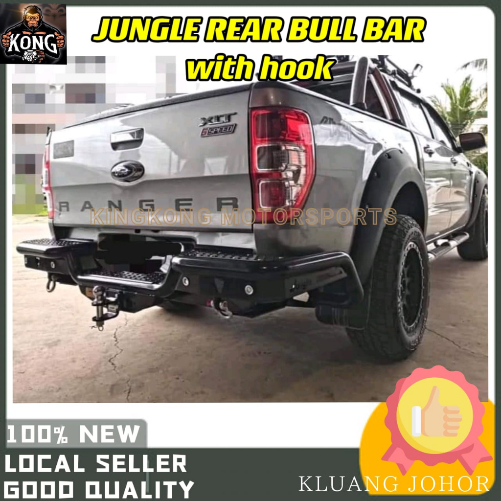 🇹🇭 JUNGLE REAR BULL BAR WITH HOOK HEAVY DUTY SPORT BAR HILUX VIGO REVO ...