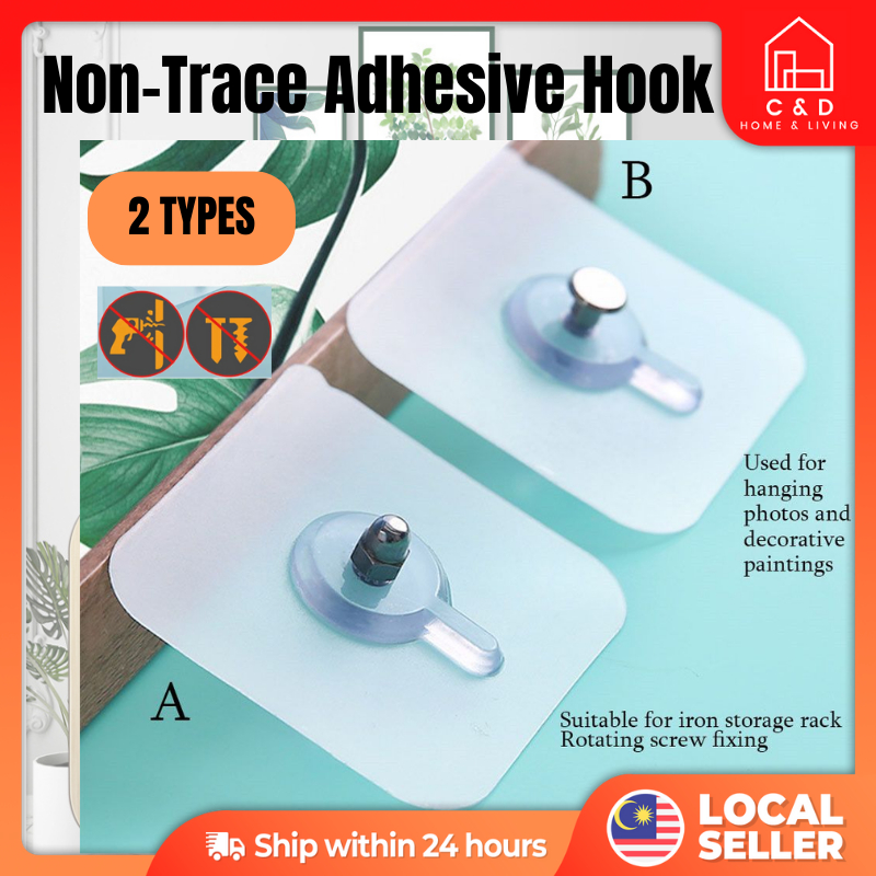 Punch-Free Photo Frame Self adhesive Wall Hooks Screw Stickers Holder ...