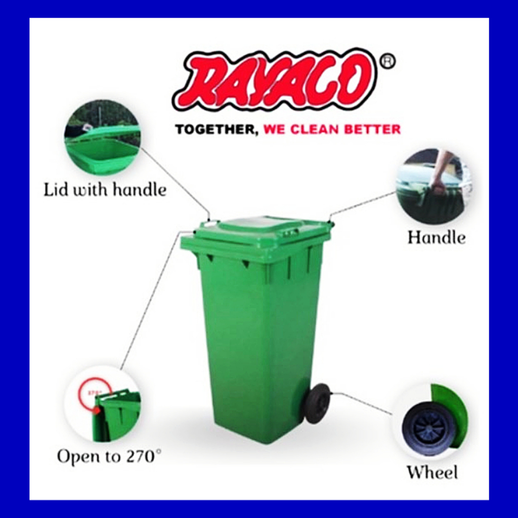 240L / 120L / 100L Large Garbage Bin with Wheels/ Green Garbage Bin ...