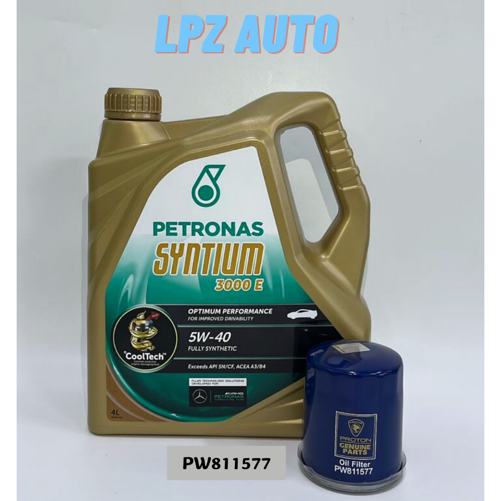 Petronas Syntium 3000 E 5W40 SN/CF Fully Synthetic Engine Oil 4L + Oil ...