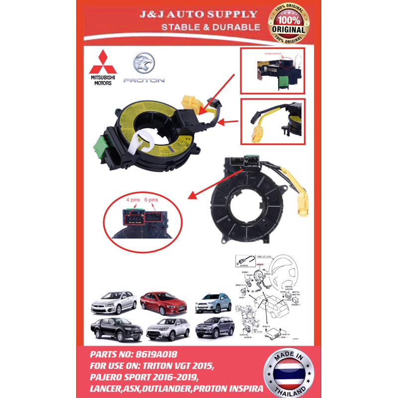 8619A018 ORIGINAL MITSUBISHI CLOCK SPRING AIR BAG FOR USE ON: TRITON ...