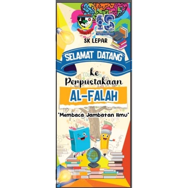 bosgo printing/ selamat datang ke perpustakaan /banner sekolah | Shopee ...