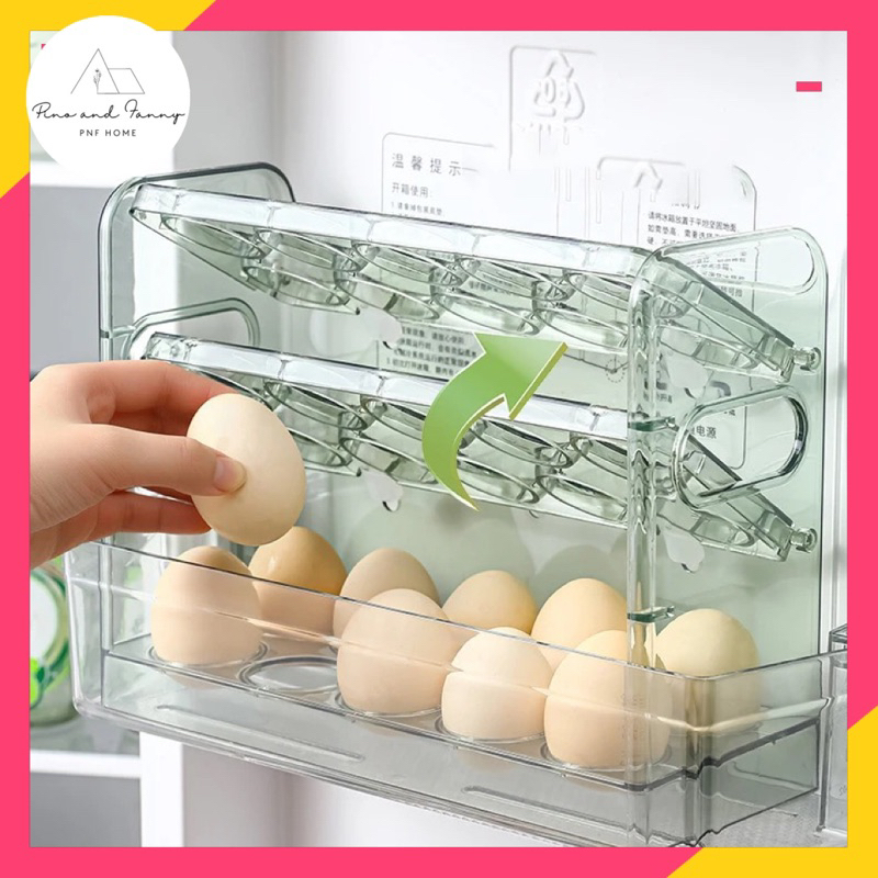 30 Grid Large Capacity Egg Holder for Refrigerator, 3-Layer Egg Storage ...