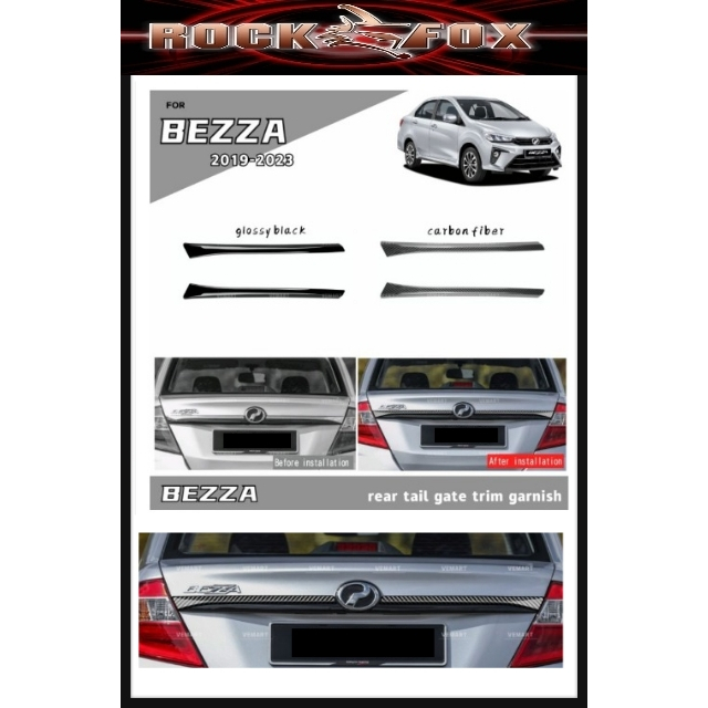 PERODUA BEZZA 2019 - 2023 Rear Tail Gate Trim Garnish - Glossy Black ...