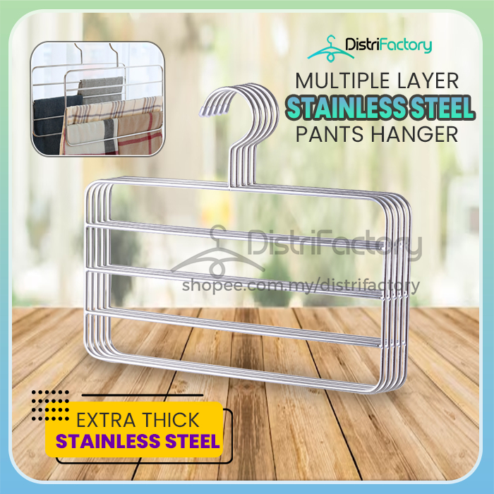 Strong Stainless Steel 5 layer Hanger Trouser Rack Storage Pant Hanger ...