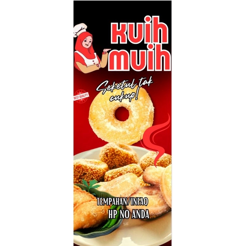 banner bunting niaga kuih muih bomboloni waffle Croffle roti wap Kukus ...