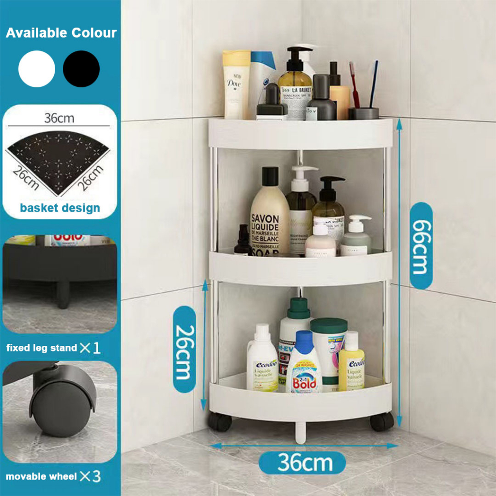 BATHROOM CORNER SHELF 3 TIER TRIANGLE SHELF UNIT PARA PENJURU RAK SEGI ...
