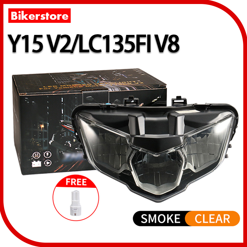 Y15ZR Y15 ZR V2 LC135FI V8 Head Lamp Lampu Depan Terang Lampu LC V8 Y15 LED Headlight SMOKE ...