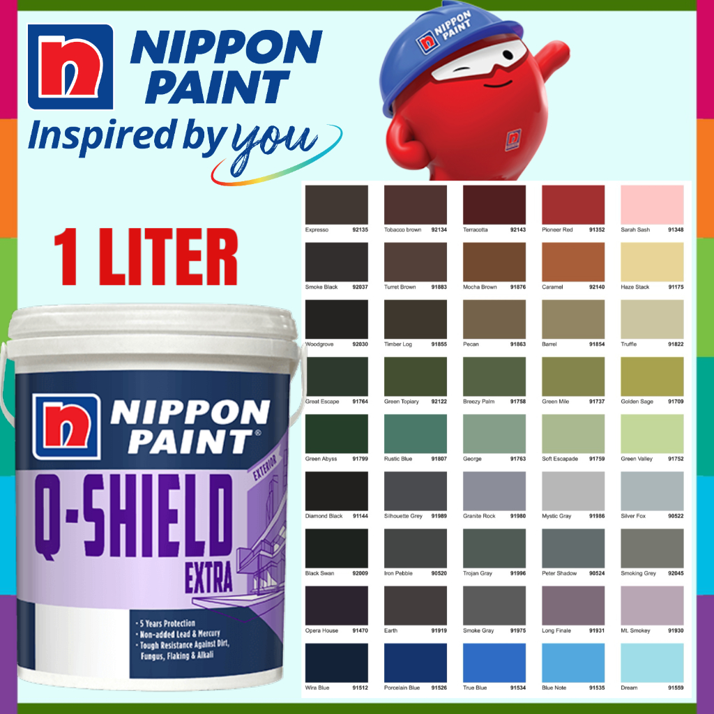 🔥 FOC FREE GIFT 🔥1 LITER NIPPON Q SHIELD EXTERIOR WALL PAINT /CAT ...