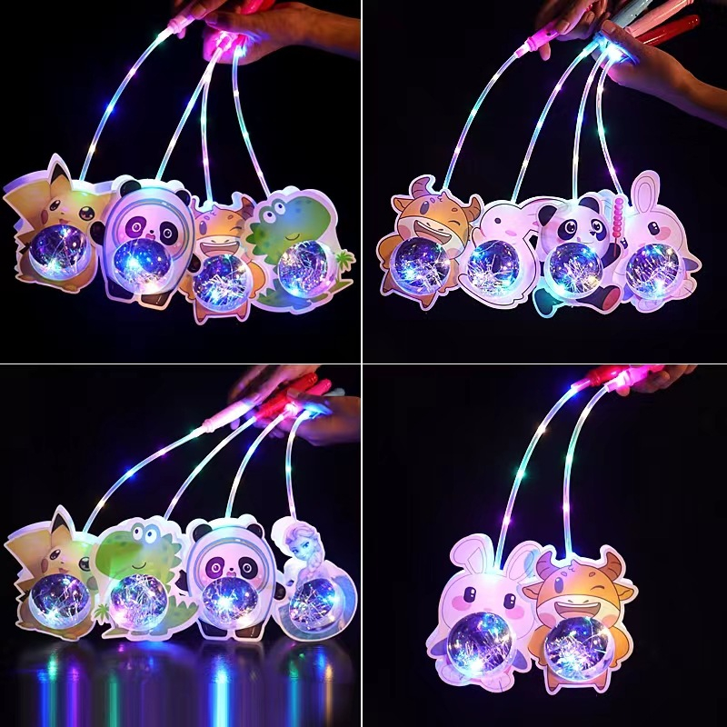 DIY Cute Cartoon Luminous LED Lantern Portable Luminous Cartoon Animal ...