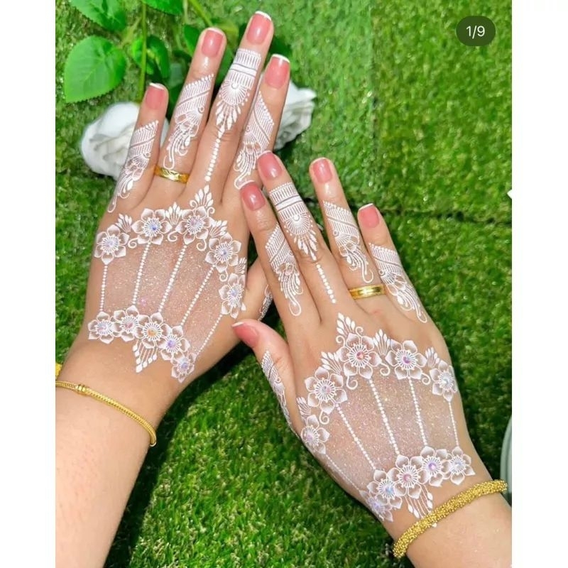 Sticker Inai Maroon/Merah/Putih | Henna sticker | Diamond sticker ...