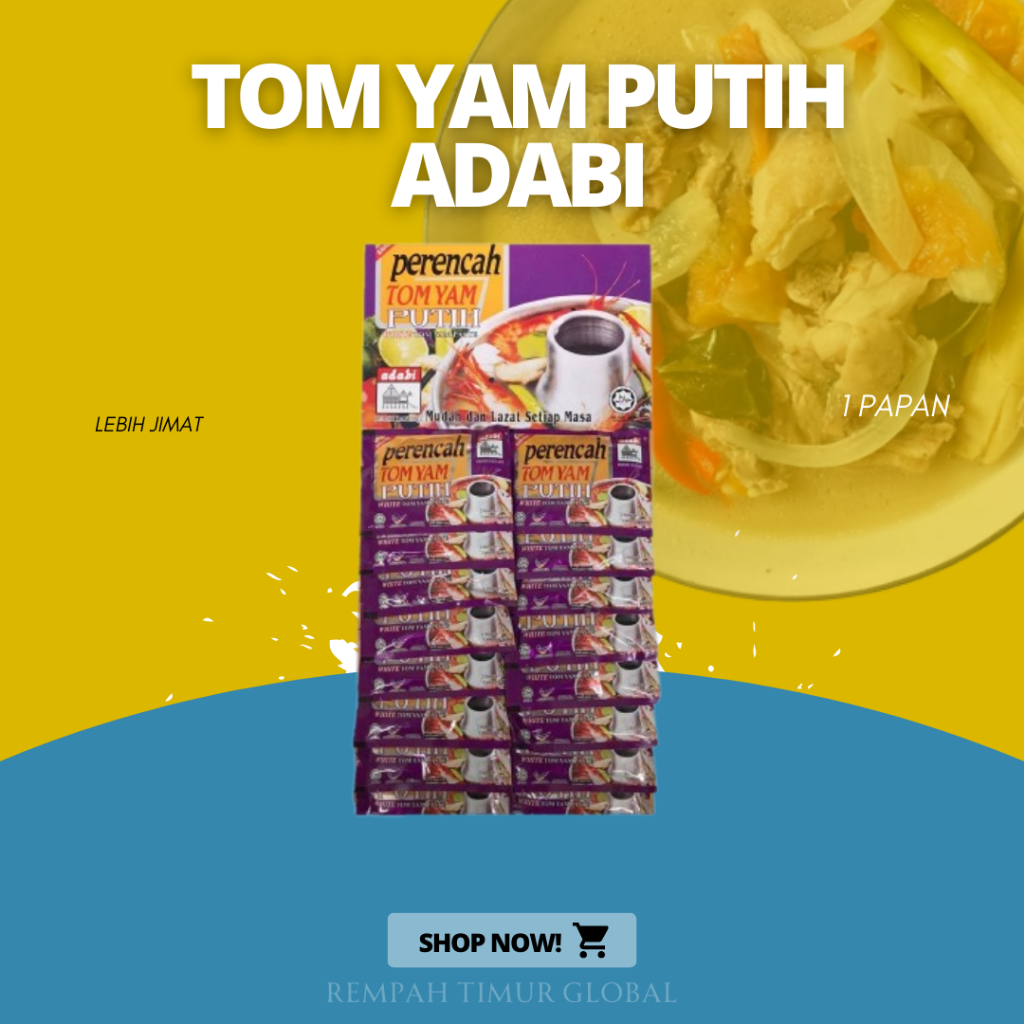 PERENCAH TOM YAM PUTIH ADABI/PERENCAH TOMYAM/TOM YAM/PASTE TOM YAM (1PAPAN) | Shopee Malaysia