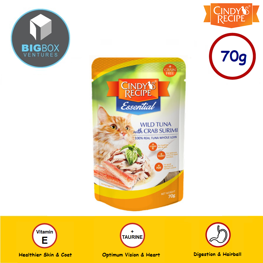Cindy's Recipe Essential Wet Cat Food Pouch 70G (8 Flavours) [1x12 ...