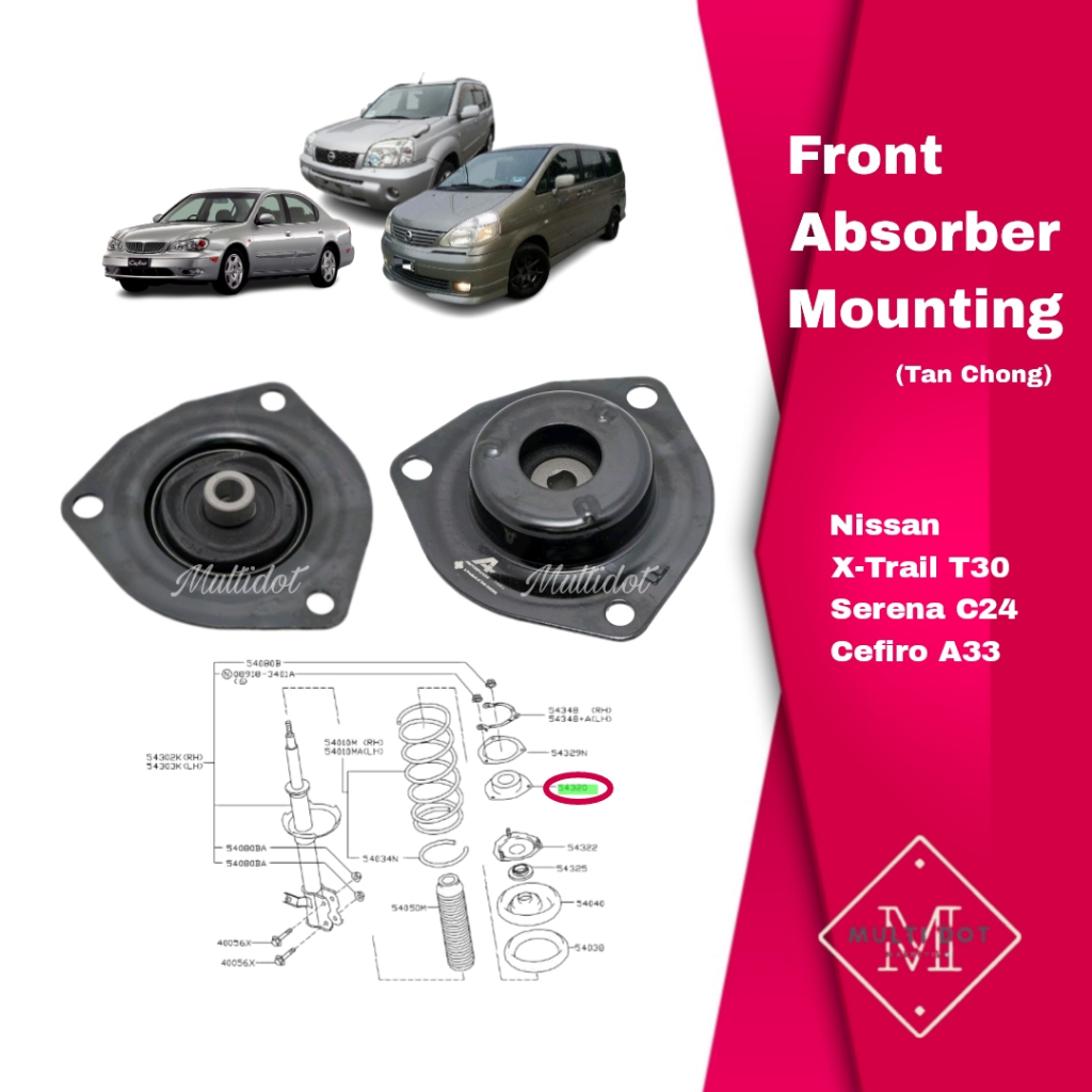 Nissan Front Absorber Mounting 54320-8H310-AP X-Trail T30 Serena C24 ...