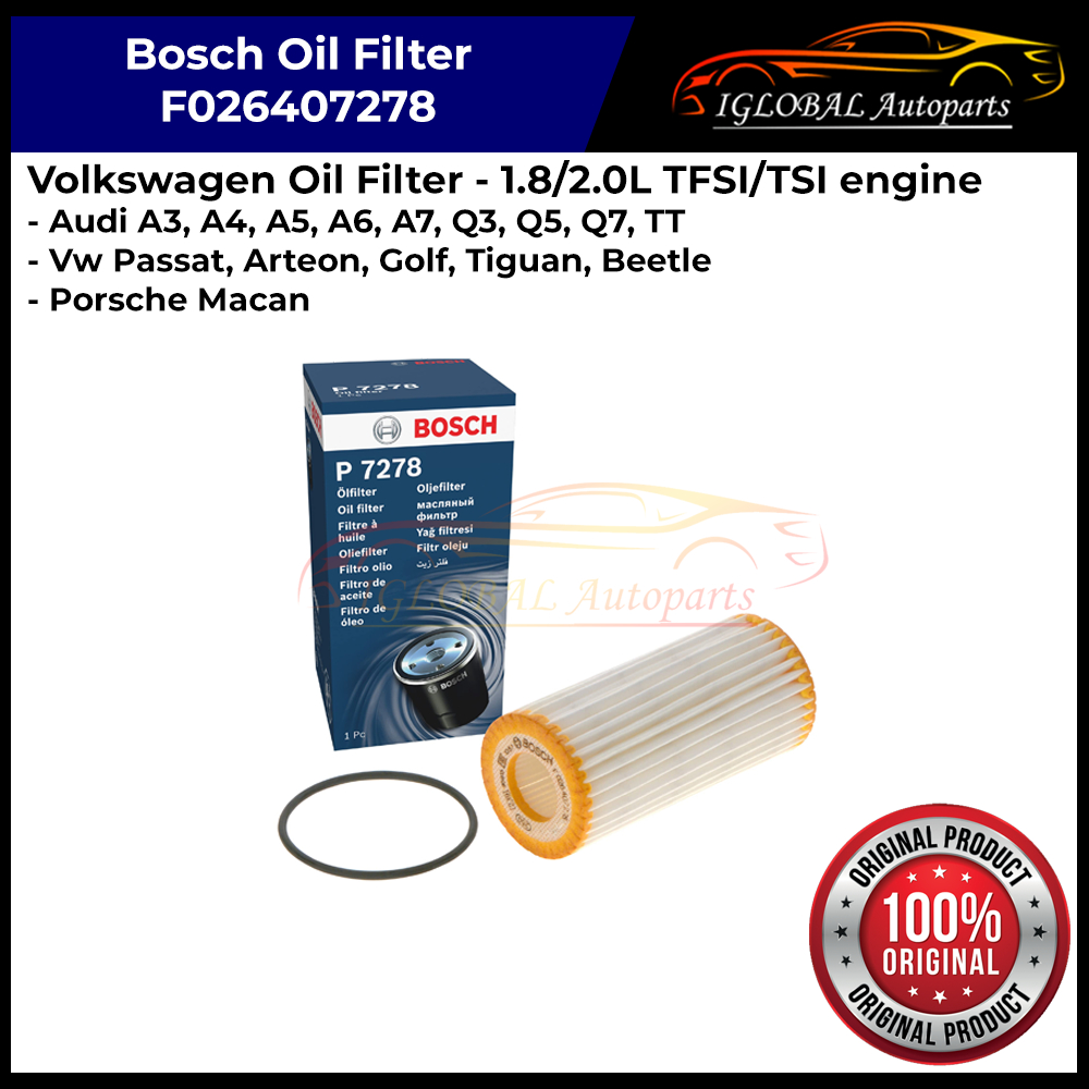 Bosch Oil Filter P7278 - Audi A3 A4 A5 A6 A7 Q3 Q5 Q7 TT / Porsche Macan / Volkswagen Passat ...