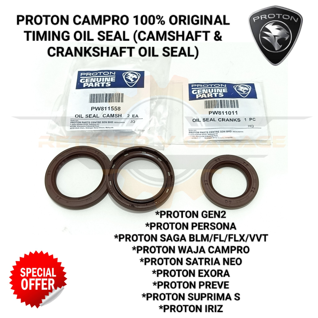 (3BIJI OIL SEAL) 100% ORIGINAL PROTON BLM FL FLX GEN2 PERSONA EXORA PREVE IRIZ TIMING OIL SEAL ...