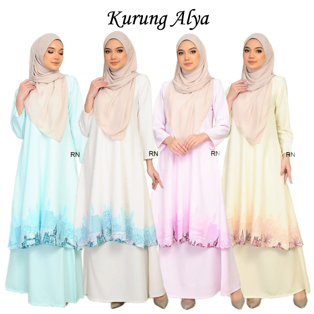 KURUNG ALYA - Readystock Baju kerja, raya, S - 3XL baby blue pink ...