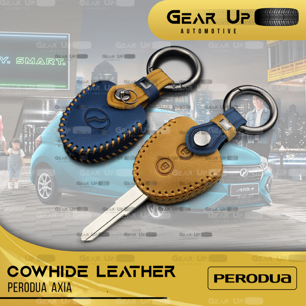 [𝗖𝗢𝗪𝗛𝗜𝗗𝗘 𝗟𝗘𝗔𝗧𝗛𝗘𝗥] PERODUA AXIA GXTRA / G / E Spec Key Cover Key Start ...