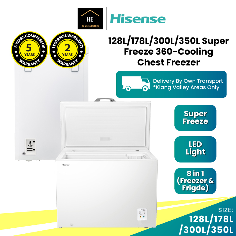 HISENSE Freezer 128L / 178L / 300L / 350L Chest Freezer Fridge Peti ...