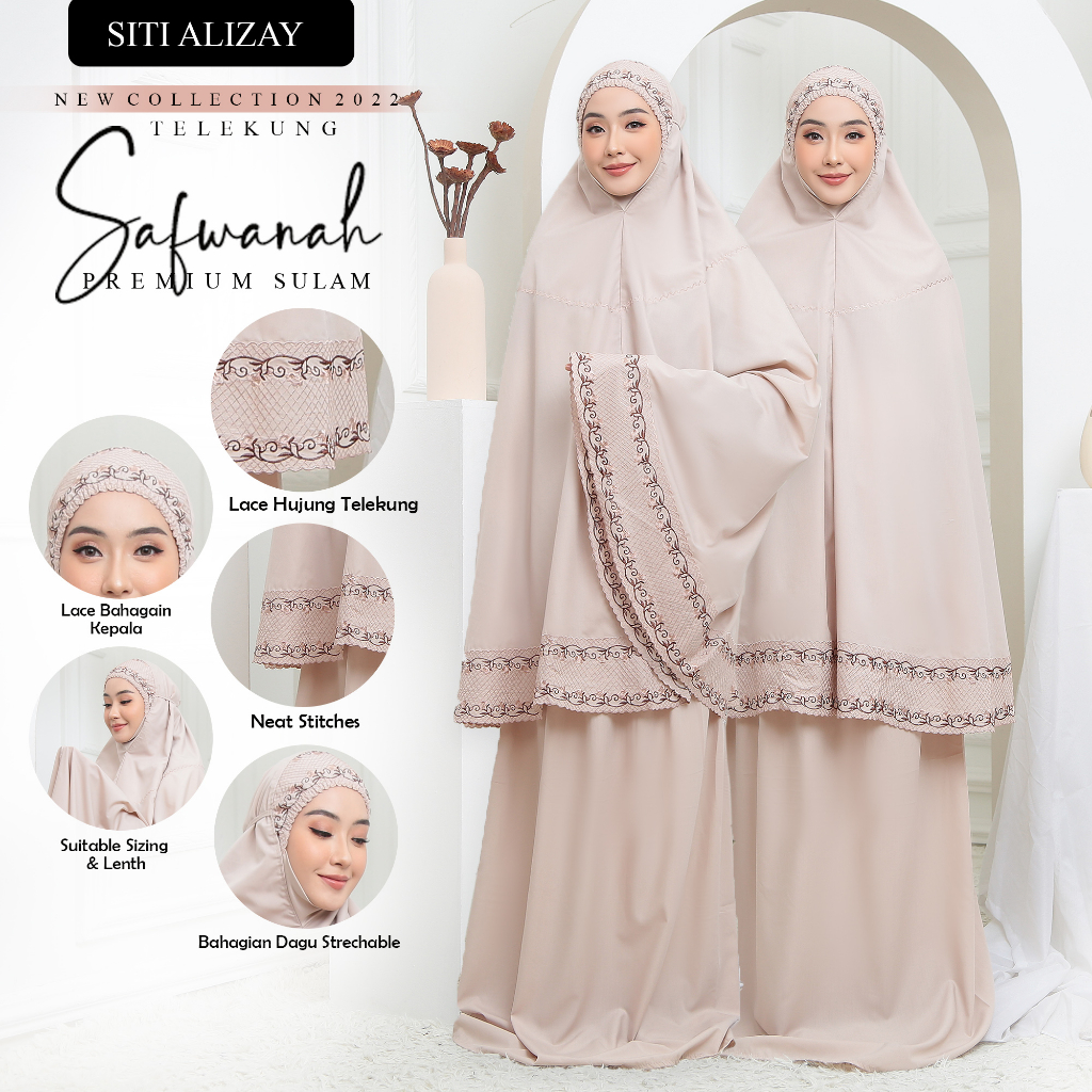 Telekung Eksklusif Premium Cotton Sulam Modish Safwanah | Telekung ...