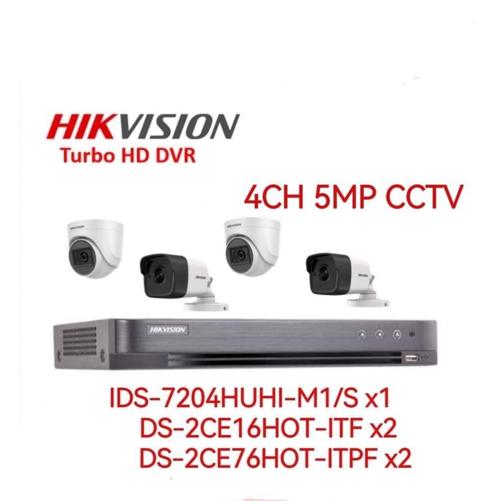 HIKVISION 5MP 4CH DVR PACKAGE SET IDS-7204HUHI-M1/S / DS-2CE76H0T-ITPF ...