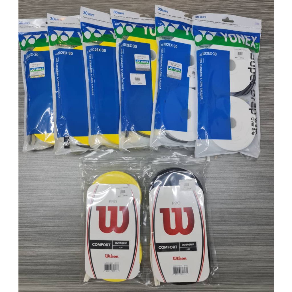 YONEX AC102EX-30 IN 1 & WILSON 30 IN 1 OVER GRIP 100 % ORIGINAL FREE ...