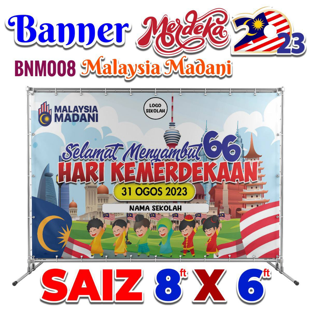 BANNER MERDEKA 8x6 KAKI BANNER KEMERDEKAAN MALAYSIA | Shopee Malaysia
