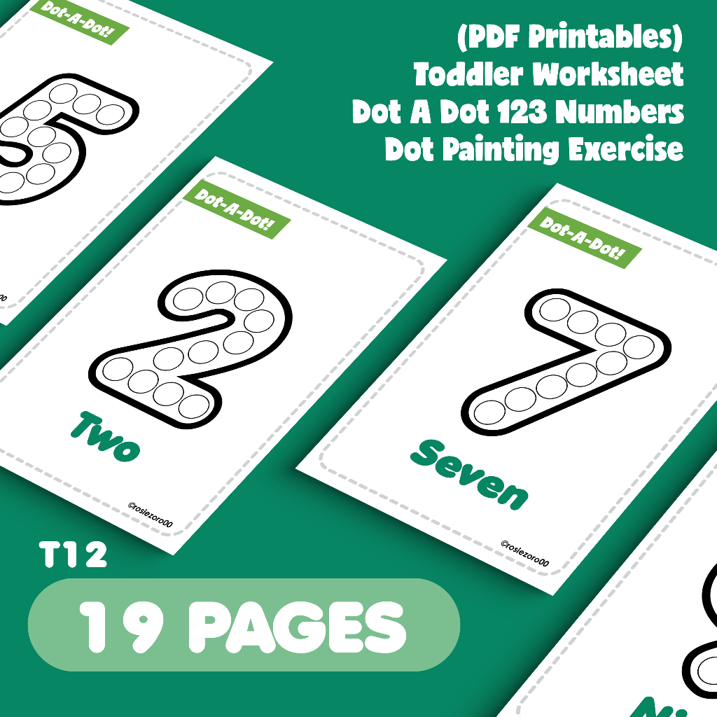 T12 (PDF Printables) Toddler Worksheet Dot A Dot 123 Numbers - Dot ...